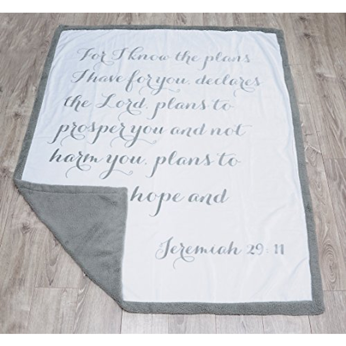 Jeremiah Scripture Throw Blanket: for I Know The Plans I Have for You. Fleece Sherpa Inspirational Faith Gift, Buttery-Soft Extra-Large Healing Quilt for Men or Women (Ivory)