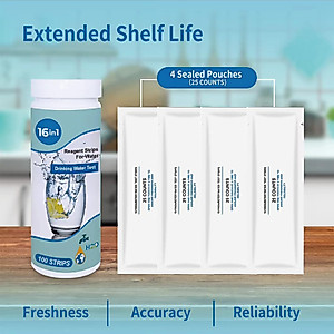 17 in 1 Complete Drinking Water Test Kit 100 Strips + 2 Bacteria Home Texter Kits - Well, Tap, Home, City Water Testing Strip for Lead, Alkaline, Chlorine, Hardness, Iron, Fluoride, Copper & More