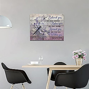 Purple Dragonfly wall art Inspirational Quotes Wall Decor Gift for Daughter Farmhouse Canvas Prints Rustic Dragonfly Country Painting Pictures Motivational Framed Artwork for Home Living Room Bedroom Bathroom 16"x12"