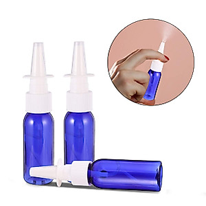 EXCEART 10pcs 30ml Empty Refillable Nasal Spray Bottles Fine Mist Sprayers Atomizers Vial Pot for Saline Water Oils Medical Travel Blue