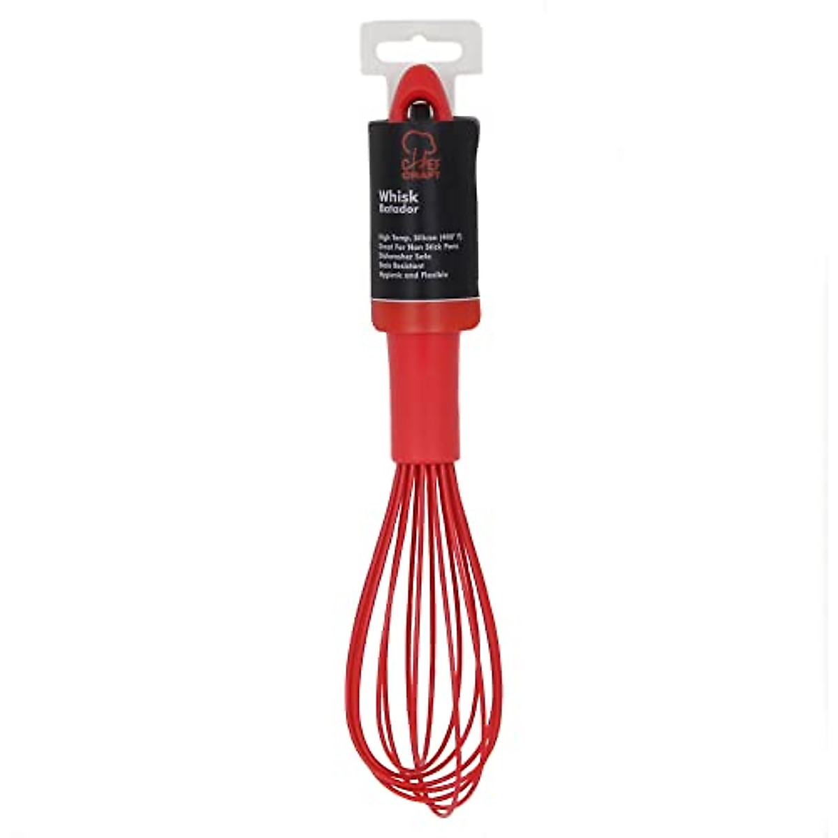 Chef Craft Premium Silicone Wire Cooking Whisk, 10.5 Inch, Red