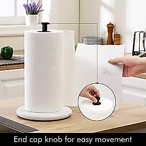 Kitchen Paper Towel Holder Standing with Marble Base for Standard or Jumbo-Sized Rolls, Matte Black KPH100-BK