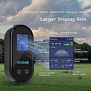 EVCARS Level 2 EV Charger 16A NEMA 6-20 25FT Portable EVSE D Electric Vehicle Car Charging Station, Fixed Time Charging, Total Charging Energy Record (SAE J1722, Adjustable Amp, Time Delay)