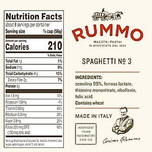 Rummo Italian Pasta Spaghetti No.3, Always Al Dente (5 Pack,16 Ounce Each)