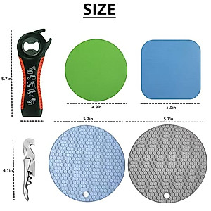 Tunyet 8pcs Jar Opener set.4pcs Rubber Jar Gripper Pad.2pcs Silicone Jar Opener Gripper Pad.1 Bottle Opener and 1 Stainless Steel Wine Opener