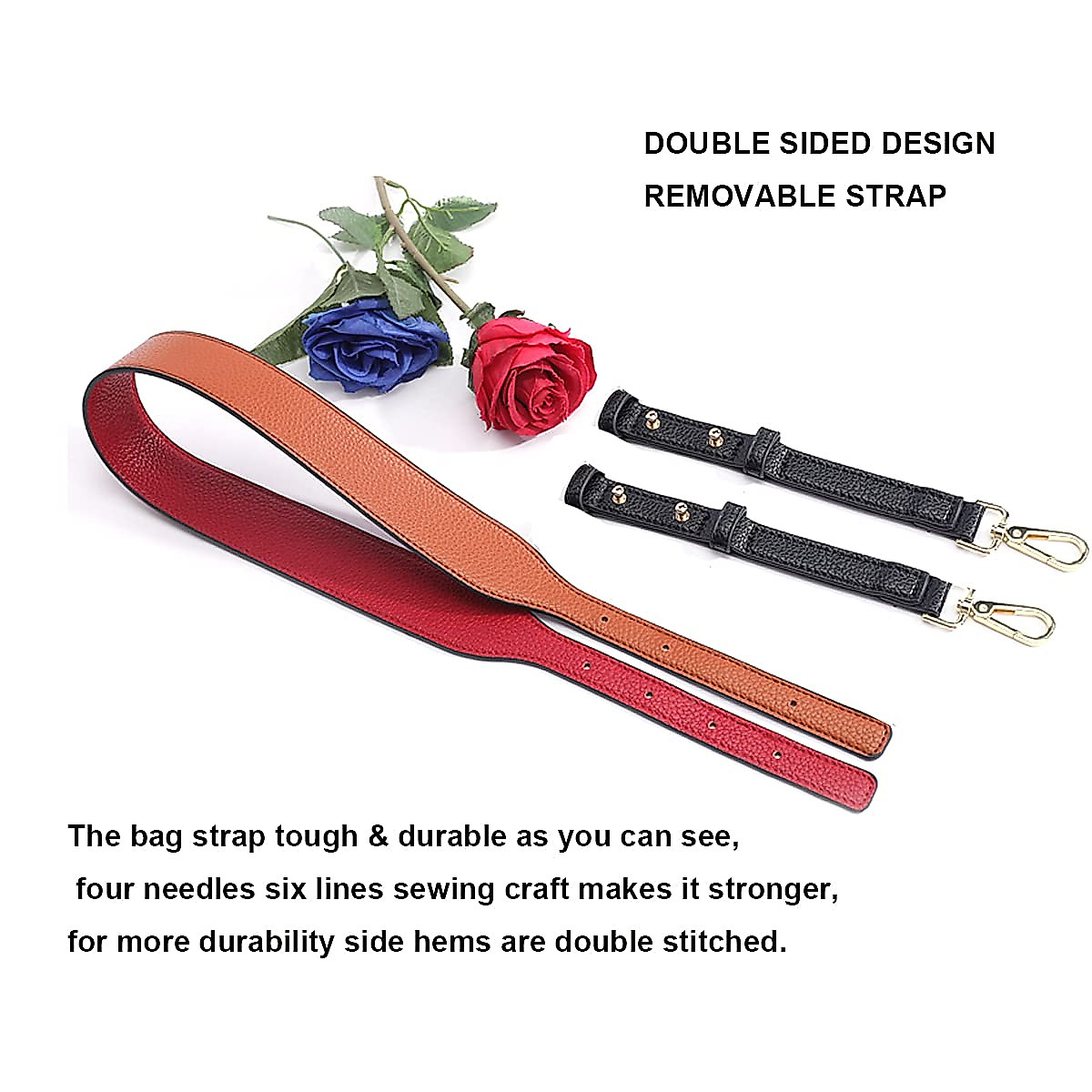 Wide Adjustable Purse Strap Replacement Crossbody Handbag Stripe Adjustable Leather Crossbody Straps Replacement - Width 1.5“, Length 28”-49” (Black B)