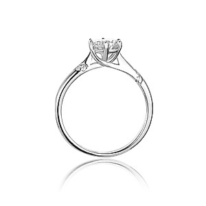 MRENITE Solid 10K/14K/18K White Gold 1 Carat IGI CERTIFIED Lab-grown Diamond Engagement Ring for Women 6 Prong Set Round Diamond Ring (D-F Color VS1-VS2 Clarity 1 Ct Center; 1.04 CTTW)