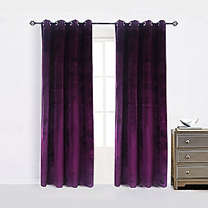 Cherry Home 52-Inch-by-84-Inch Velvet Blackout Grommet Curtain Panel, Purple