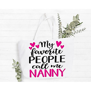 COCOVICI Nanny Tote Bag | My Favorite People Call Me Nanny | Grandma Gifts | Nanny Gifts | Nanny Christmas Gift | Christmas Gift from Grandkids