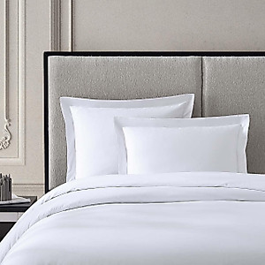 Pure Parima Ultra Sateen Duvet Cover Set, 100% CEA Certified Egyptian Cotton, Extra-Long Staple, Cool, Breathable, Single Needle Stitch, Sustainable, 1 Duvet Cover & 2 Shams (White, Queen)