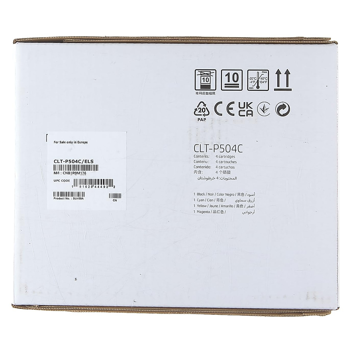 Samsung CLT-P504C - 4-Pack - Black, Yellow, Cyan, Magenta - Original - Toner Cartridge (SU400A) - for Samsung CLP-415, CLX-4195, MultiXpress SL-C1453, C1454, Xpress SL-C1404, C1810, C1860