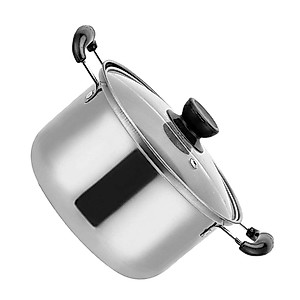 DOITOOL Pasta Pot Stainless Steel - 6in Small Stock Pot with Visual Lid - Nonstick Mini Cooking Pot Stew Pot with Two Handles for Boiling Soup, Noodles, Tea, Dishwasher Safe