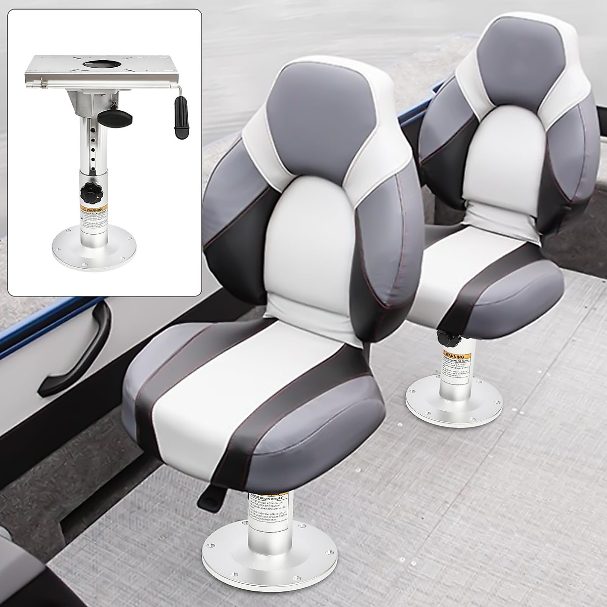 Boat Seat Pedestals, Pedestal Boat Seat Base, Adjustable Height & Swivel, 13-19 inches, for Yachts, Speedboats, Fishing Boats, and Others