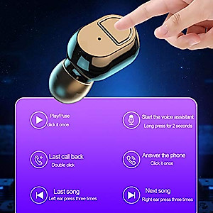 Heave True Wireless Earbuds,Touch Control Mini Bluetooth 5.1 Earphones Mini Portable Stereo Headsets in‑Ear Hands-Free with Charging Bo(IPX7 Waterproof) for Sports/Driving/Travel Yellow