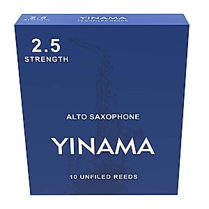 Yinama Alto Saxophone Reeds for Alto Sax Strength 2.5; Box of 10