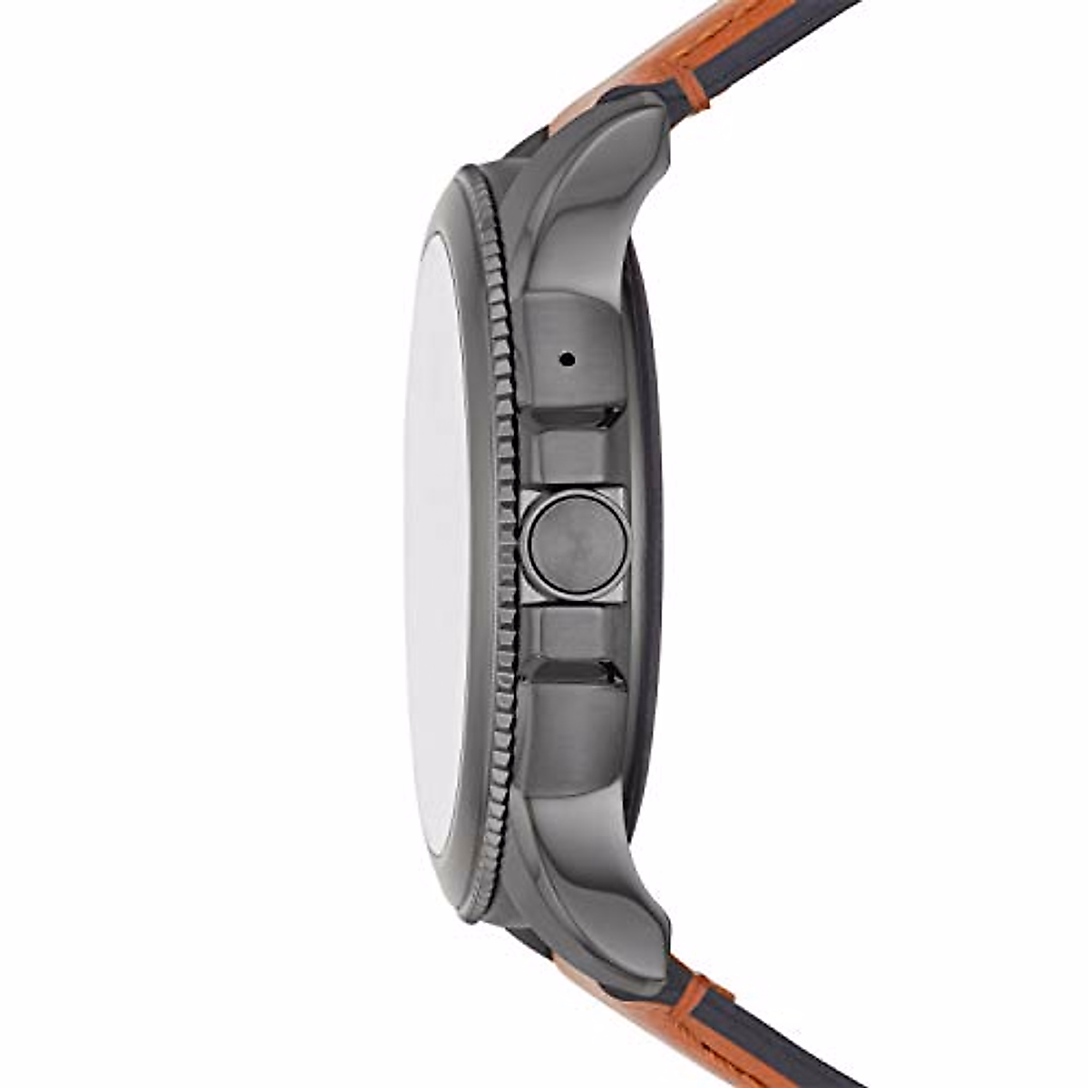 Fossil 44mm Gen 5E Stainless Steel and Leather Touchscreen Smart Watch, Color: Smoke, Brown (Model: FTW4055V)