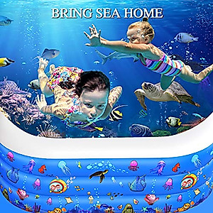 Inflatable Swimming Pool, Kiddie Pool, Family Lounge Pool for Kids, Adult, Infant, Toddlers, 120" X 72" X 22" Thickened Blow Up Pool, Easy Set Swimming Pool for Outdoor, Backyard, Garden