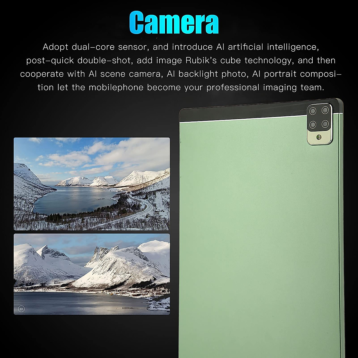 HEEPDD HD Tablet 5G WiFi 10 Core CPU Green 10.1 Inch Painting Tablet for Android 12 (US Plug)