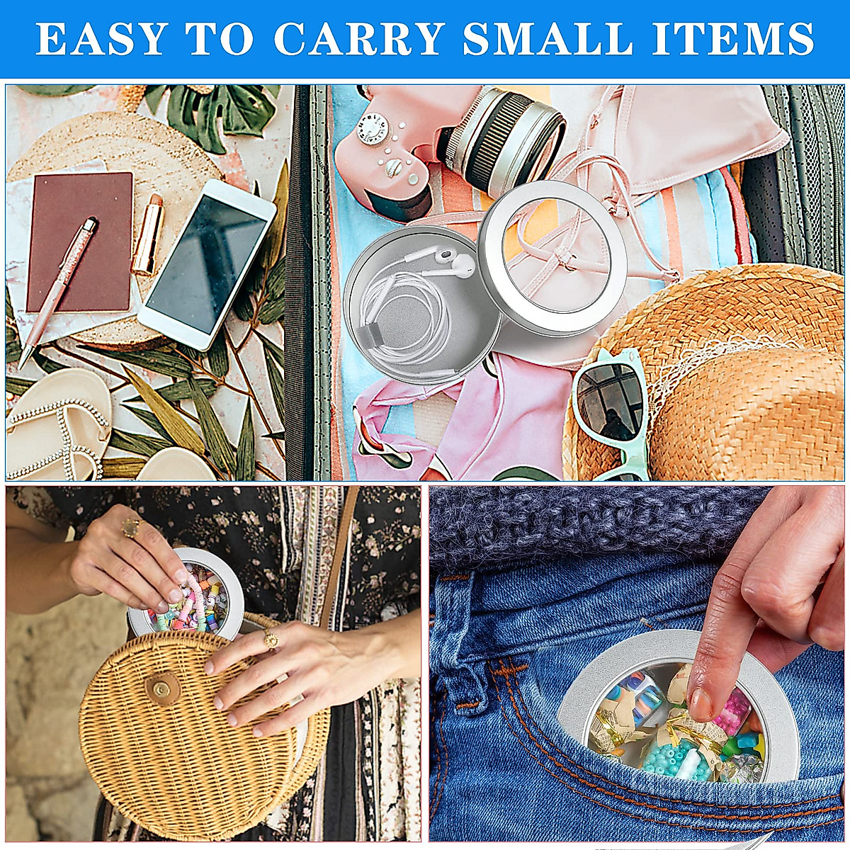 Milkary Metal Tin Cans, 20 Pack 6 Ounce Round Empty Containers, Metal Tins with Clear Lids for Kitchen Office Aromatherapy, Candles, Candy Storage