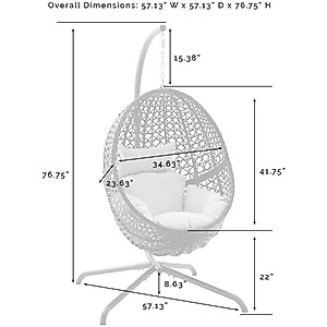 Crosley Furniture Calliope Wicker Indoor Outdoor Hanging Egg Chair with Stand for Patio, Porch, Deck, Sand