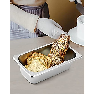 QWORK 1/3 Size Steam Table Pans, 6 Pack 4 Inch Deep 304 Stainless Steel Commercial Food Warmers, for Restaurants and Hotels, Anti-Clogging Table Steaming Pan