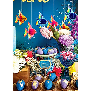 GuassLee 10pcs Tissue Fish Decoration - 10” Tropical Fish Party Decoration for Fish/Under The Sea/Mermaid/Ocean/Beach Themed Birthday Party Luau Decorations