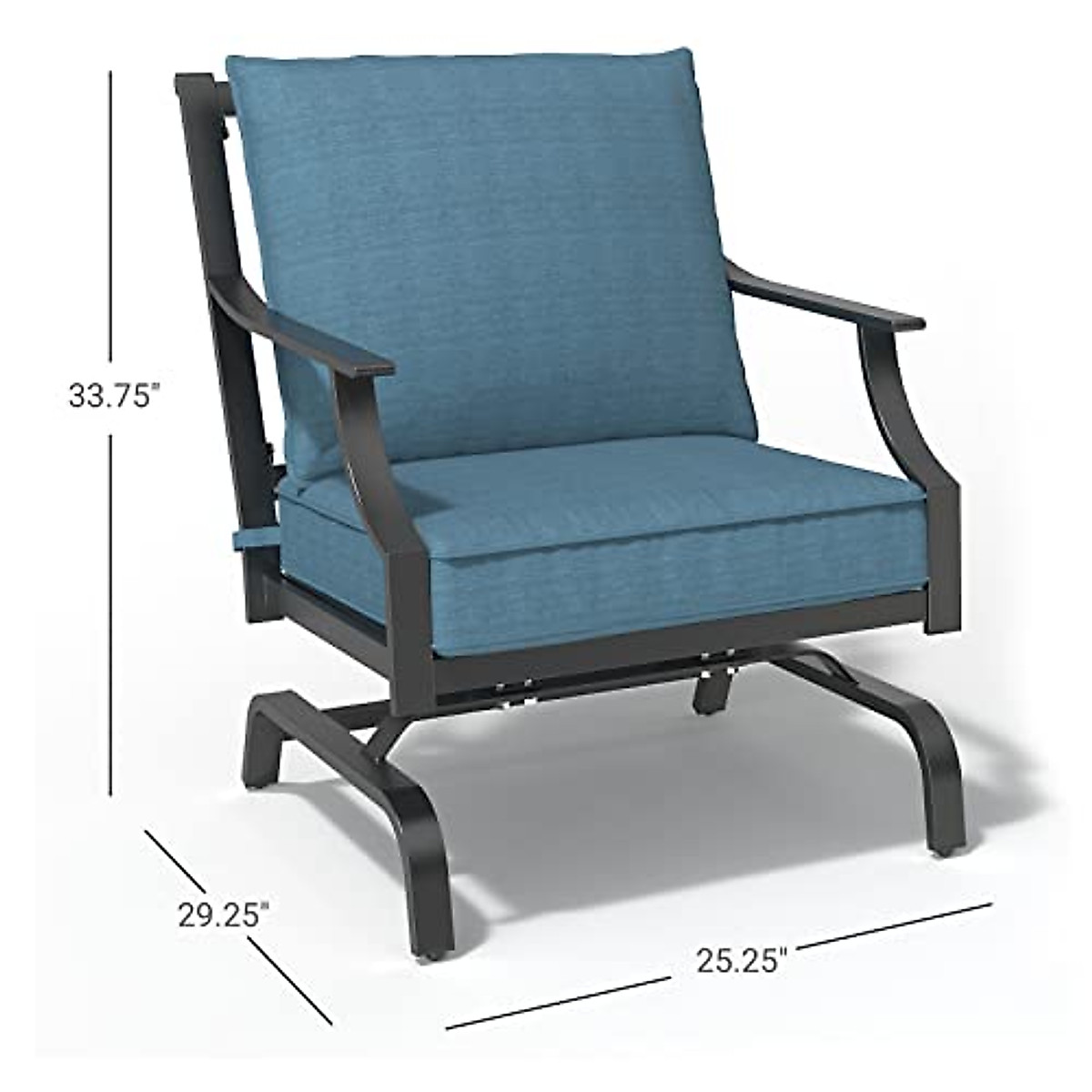 Grand patio Outdoor Patio Seating Chair, Motion Chair, Stationary Rocker, Metal Patio Chair Set of 2,Peacock Blue