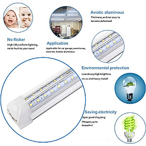 10Pack 4FT LED Shop Light Garage Lights, 50W 8000LM 6500K Linkable Shop Light, High Output Clear Cover Integrated LED Tube Light, T8 4FT LED Shop Light for Workshop Warehouse Basement, Plug and Play