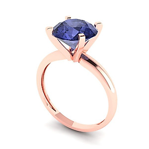 Clara Pucci 2.5 ct Round Cut Solitaire VVS1 Blue Tanzanite Wedding Bridal Designer Anniversary Engagement Ring 14k Rose Gold Size 5.5