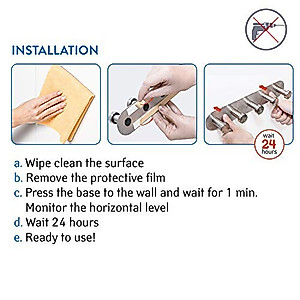 Tatkraft Jane Self Adhesive Hooks, Wall Mount Stainless Steel Hanger, Ideal Holder for Towel and Bath Robe, Easy to Install, Perfect for Bathroom, Kitchen, Office, Corrosion Resistant