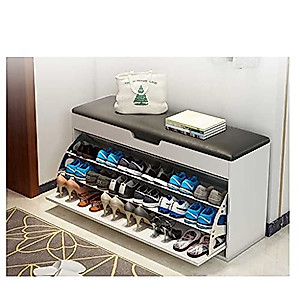 LYNGBY Shoe Storage Shoe Cabinet at The Door of The Home can sit on The Shoe Rack Stool Anti Large Capacity Shoebox Tipping Console Cabinet Shoe Rack (Color : White, Size : B)