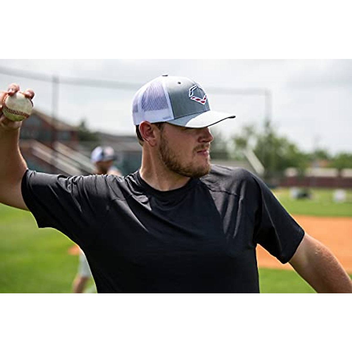 EvoShield USA Trucker Snapback Hat - Heather Grey/White