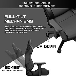 Anda Seat Kaiser Frontier Black PVC Leather Gaming Chair - XL Premium Ergonomic Gamer Chair for Adults, Video Game Chairs with Memory Foam Neck Pillow & Lumbar Back Support - Office Computer Seat