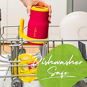 REDUCE 14 oz Coldee Tumbler with Handle for Kids Leakproof Insulated Stainless Steel Mug with Lid & Spill-Proof Straw, Keeps Drinks Cold up to 18 Hrs, Pink Lemonade