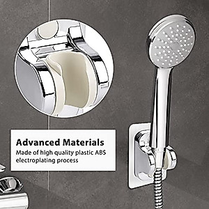 WXJ13 2 Pieces Strong Adhesive Shower Head Holder,No Drilling Wall Mounted Shower Bracket