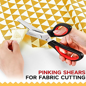 Pinking Shears for Fabric Cutting, Taotree Zig Zag Craft Scissors Decorative Edge, Fabric Scissors, Sewing Scissors, Scrapbook Supplies, Crafting Scrapbooking Scissors, Arts Crafts, Sewing Supplies