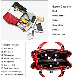 Handbags for Women Fashion Ladies Purses PU Leather Satchel Shoulder Tote Bags (Red2)