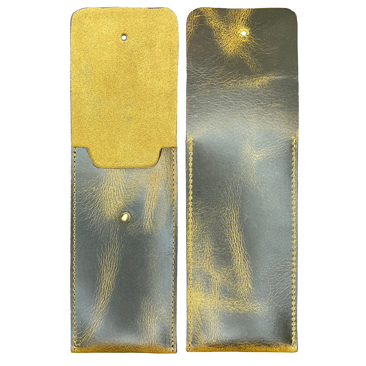 RUSTIC TOWN Leather Pen Case - Handmade Full-Grain Leather Pen Pencil Holder - Minimalist Pen Protective Sleeve Cover - Elegant & Practical Leather Pencil Pouch for Work & Office