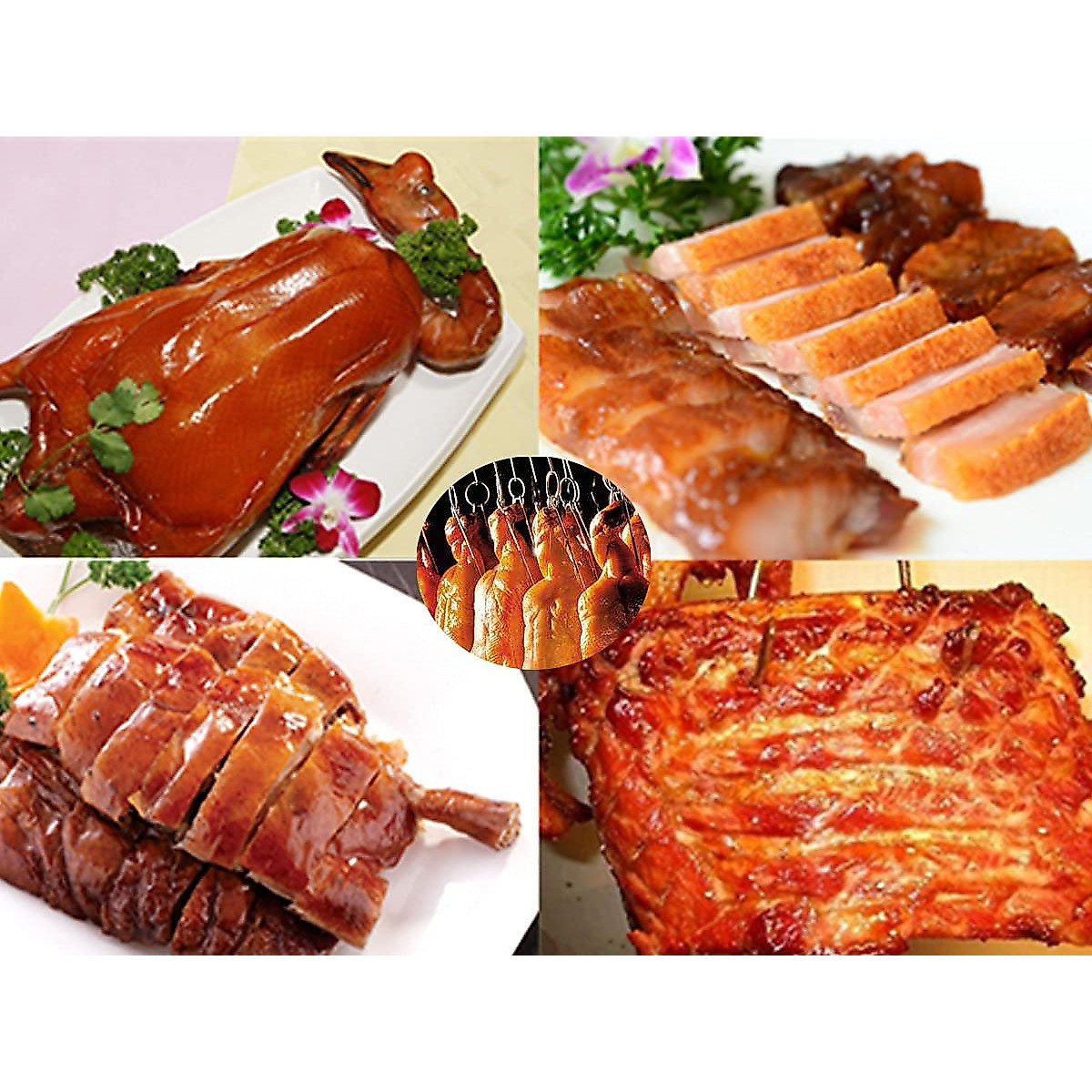 Alele 8PCS 11-inch Double Meat Hooks, Stainless Steel Meat Hook Roast Duck Bacon Shop Hook BBQ Grill Hanger Cooking Tools Accessories for Peking Duck