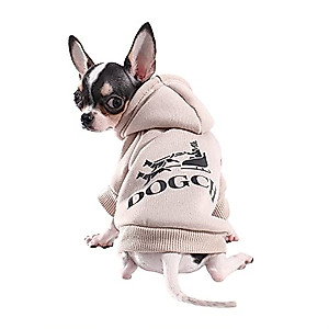 Paiaite Beige Chihuahua Dog Hoodie Winter Small Dog Sweatshirt with Leash Hole Warm Pet Clothes for Puppy Dog Sweater Coat Clothing DOGCH M