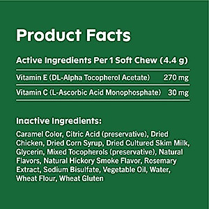 Greenies Immune Health Dog Supplements with an Antioxidant Blend of Vitamin C and E, 40-Count Chicken-Flavor Soft Chews for Adult Dogs