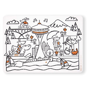modern-twist 10 x 14 Reusable, Waterproof Coloring Mark-Mat Sheet for Kids, 100% Food-Grade Silicone, Pack of 1, Seattle