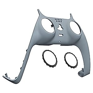 eXtremeRate New Hope Gray Decorative Trim Shell Compatible with ps5 Controller, Soft Touch DIY Replacement Clip Shell, Custom Plates Cover Compatible with ps5 Controller with Accent Rings