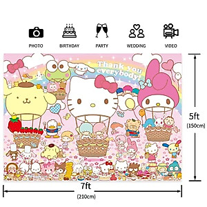 Utopone 7x5ft Photography Cute Cartoon Backdrop Tapestry Birthday Party Decor Cartoon Photo Background Party Banner Supplies