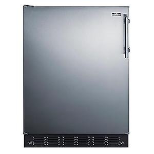 Summit FF6BK2SSADALHD 24” Wide ADA Under Counter Refrigerator 5.5 cu.ft. Made in Europe with Automatic Defrost Operation, Reversible Stainless-Steel Door, Deluxe black interior (ADA Left Hand Door)