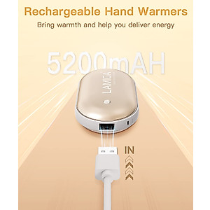 LAMIGA Hand Warmers Rechargeable,Electric Hand Warmer Reusable,5200mAh Portable Powerbank,Hot Hand Pocket Heater for Outdoor Camping and Hunting,The Best Gift for Winter.