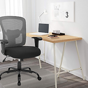 BestOffice Big and Tall Office Chair 500lbs Desk Chair Mesh Computer Chair with Lumbar Support Wide Seat Adjust Arms Rolling Swivel High Back Task Executive Ergonomic Chair for Home Office (Grey)