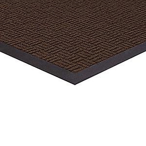 Amazon Basics Molded Carpet & Rubber Commercial Scraper Entrance Mat Parquet Pattern, Brown, 2 x 3