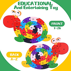 4 Pcs Alphabet Jigsaw Puzzle Building Blocks Animal Wooden Puzzle Wooden Alphabet Puzzle Snake Elephant Dinosaur Snail Blocks Toys ABC Alphabet Animal Puzzle for Preschool Learning