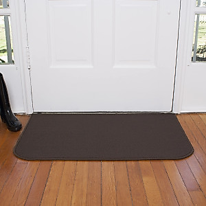 Ritz Solid Accent Rug: 18" x 30" Stain Resistant Kitchen or Living Room Floor Mat - Non-Slip Latex Backing, Machine Washable, Chocolate Brown